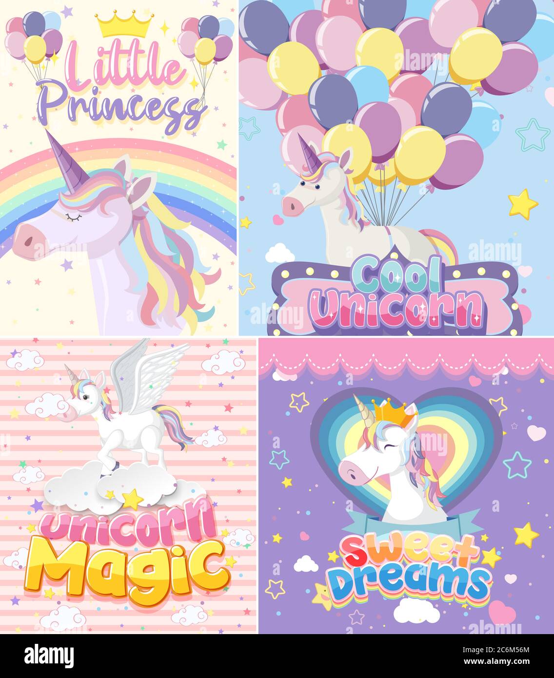 Cute unicorn banner on pastel background color illustration Stock ...