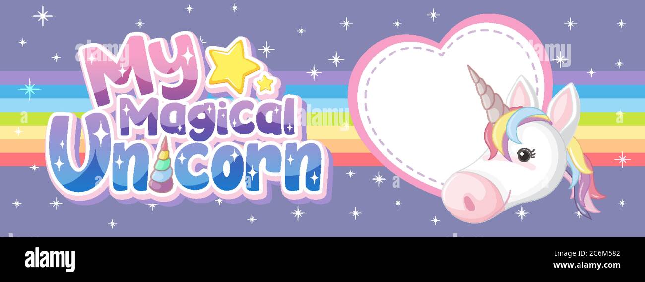 Cute unicorn banner on pastel background color illustration Stock ...