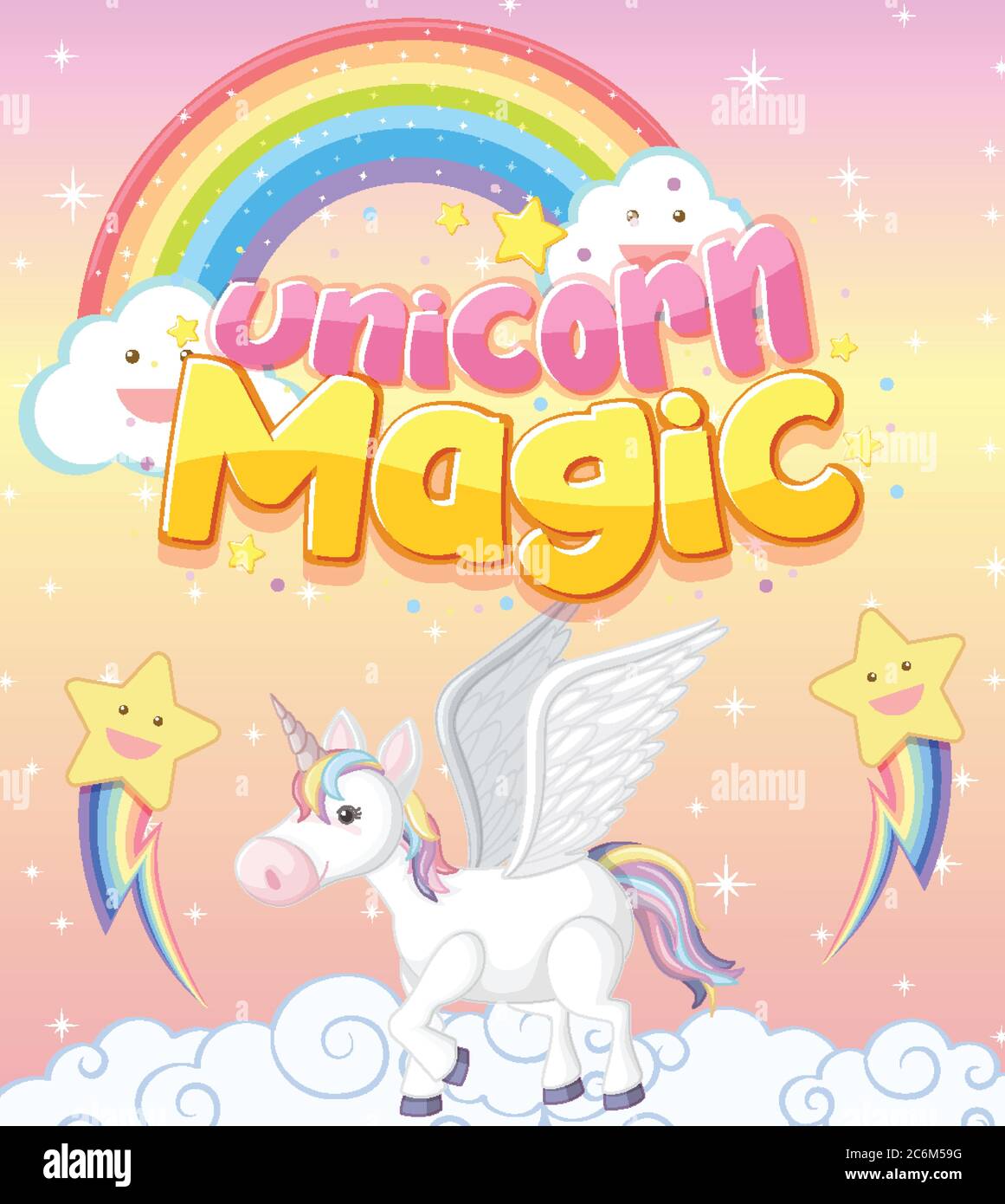 Cute unicorn banner on pastel background color illustration Stock ...