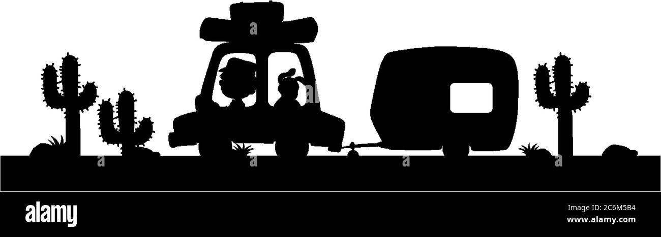 Silhouette man driving wagon with pet dog illustration Stock Vector ...