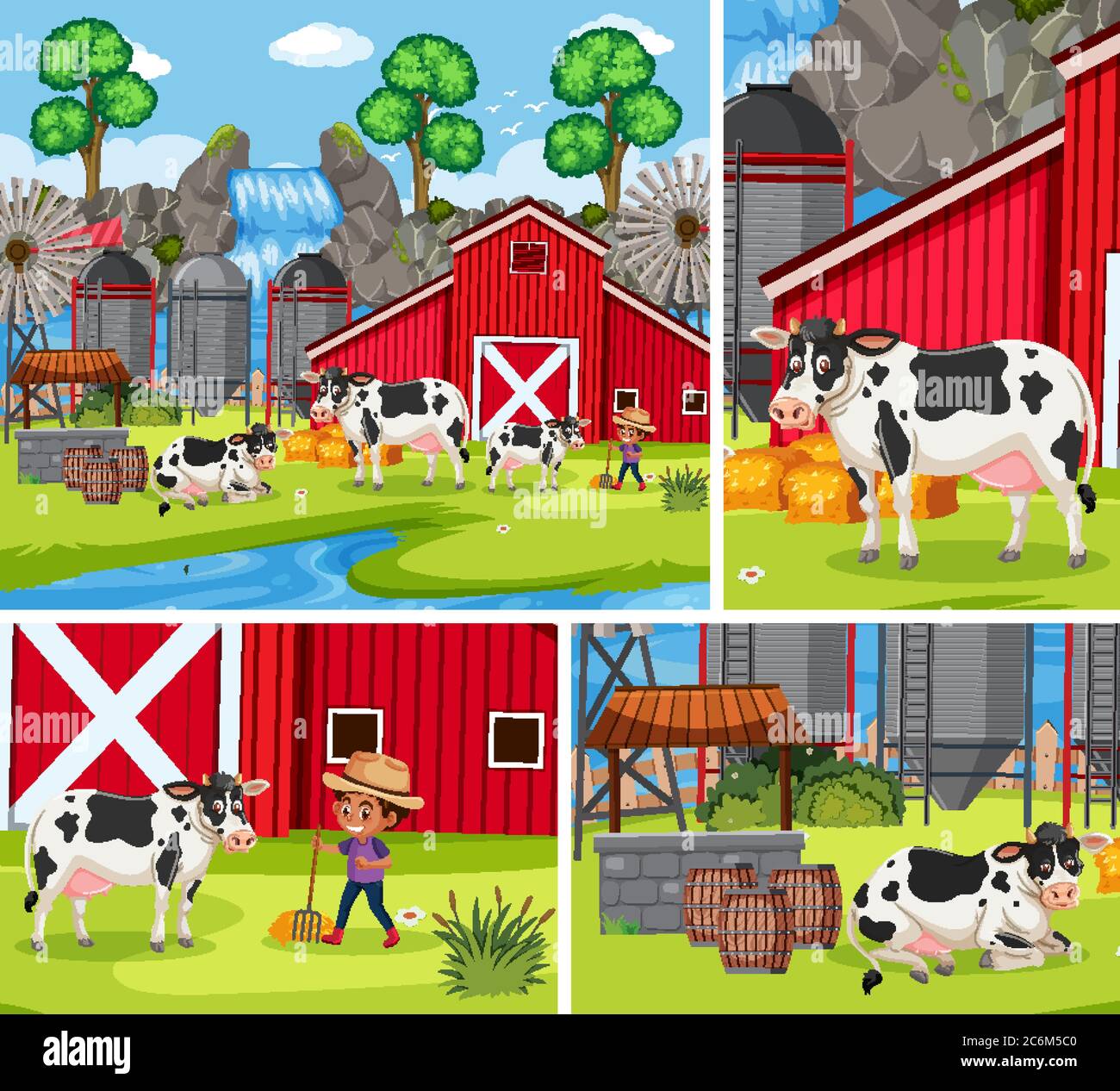 Simple farm background set illustration Stock Vector Image & Art - Alamy