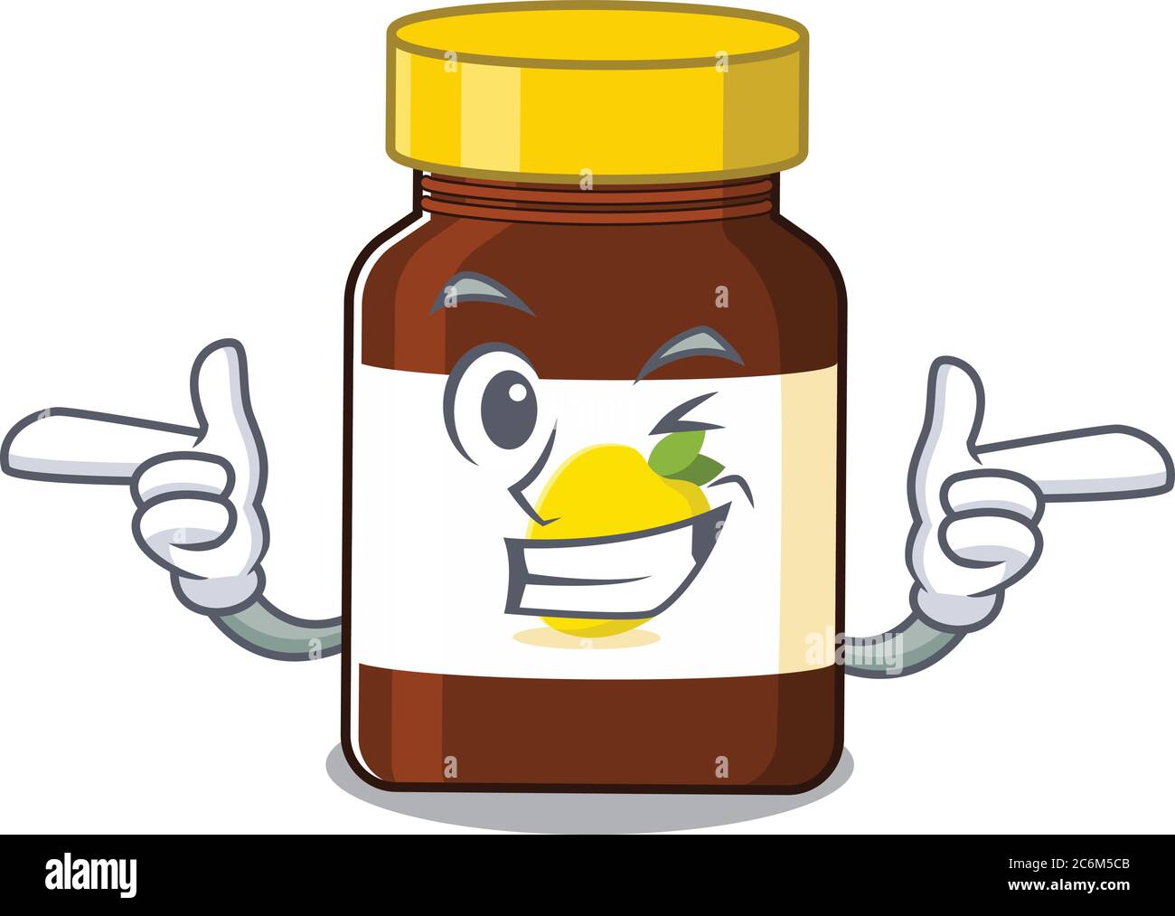 Cartoon design of bottle vitamin c showing funny face with wink eye ...