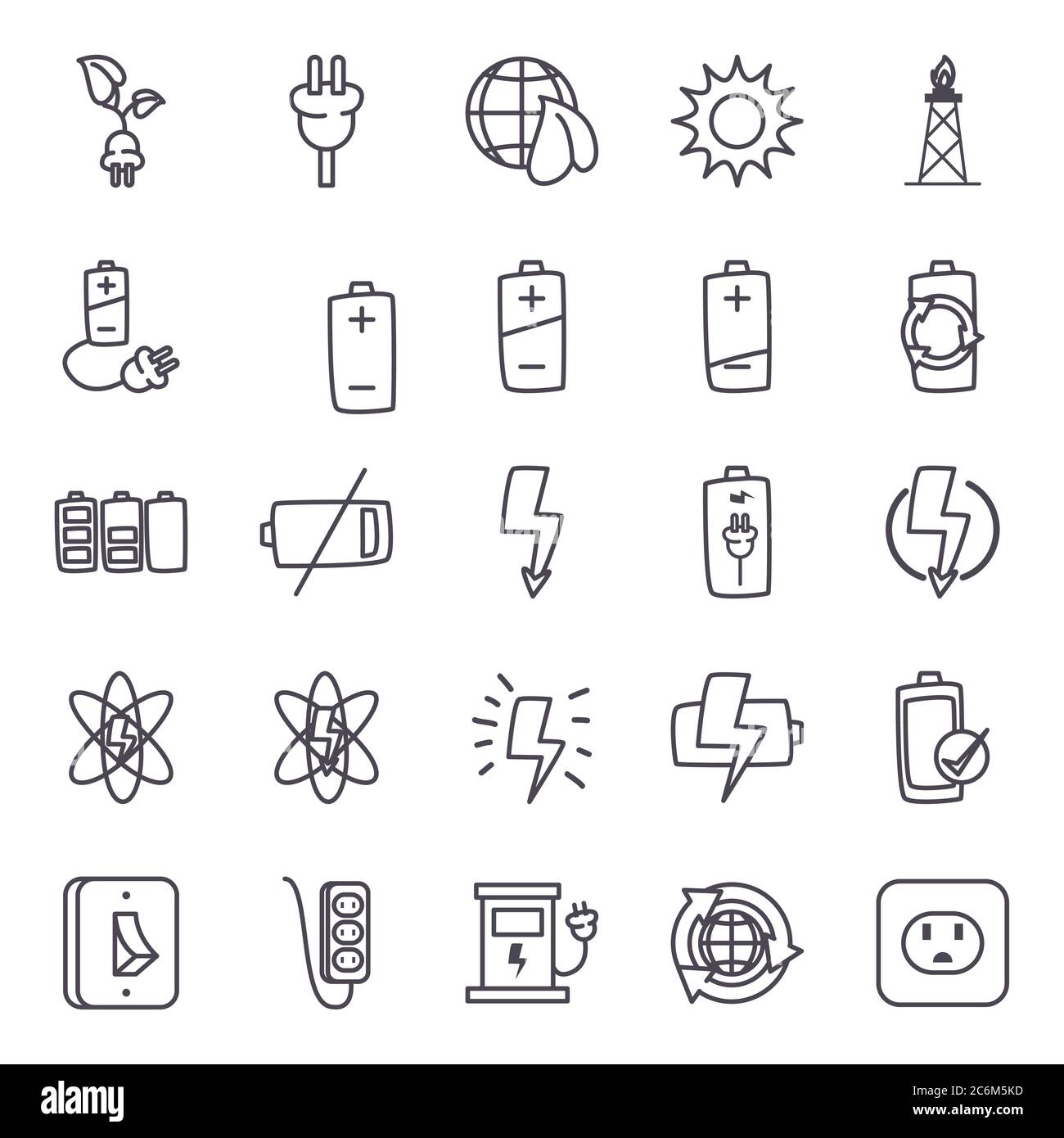 line style icon set design, eco energy power technology charge and eco ...