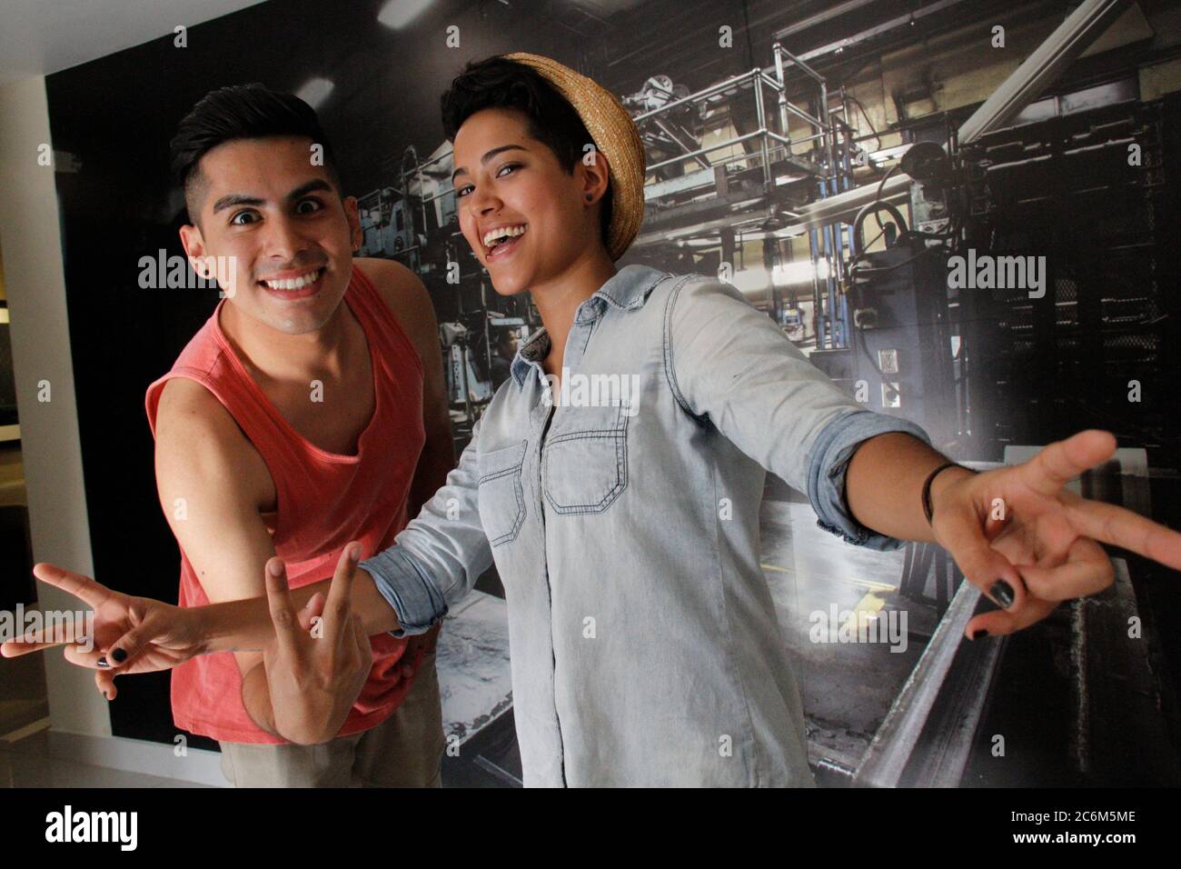 Portrait of Joe Munoz and Sarah Gurrola from the duo “The Shams” in a photo shoot in Hermosillo ...