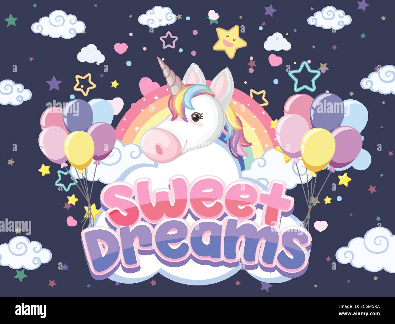 Cute unicorn banner on pastel background color illustration Stock ...