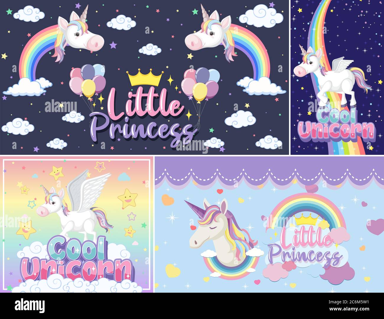Cute unicorn banner on pastel background color illustration Stock ...