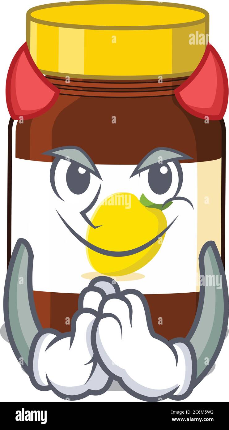 bottle vitamin c clothed as devil cartoon character design concept ...