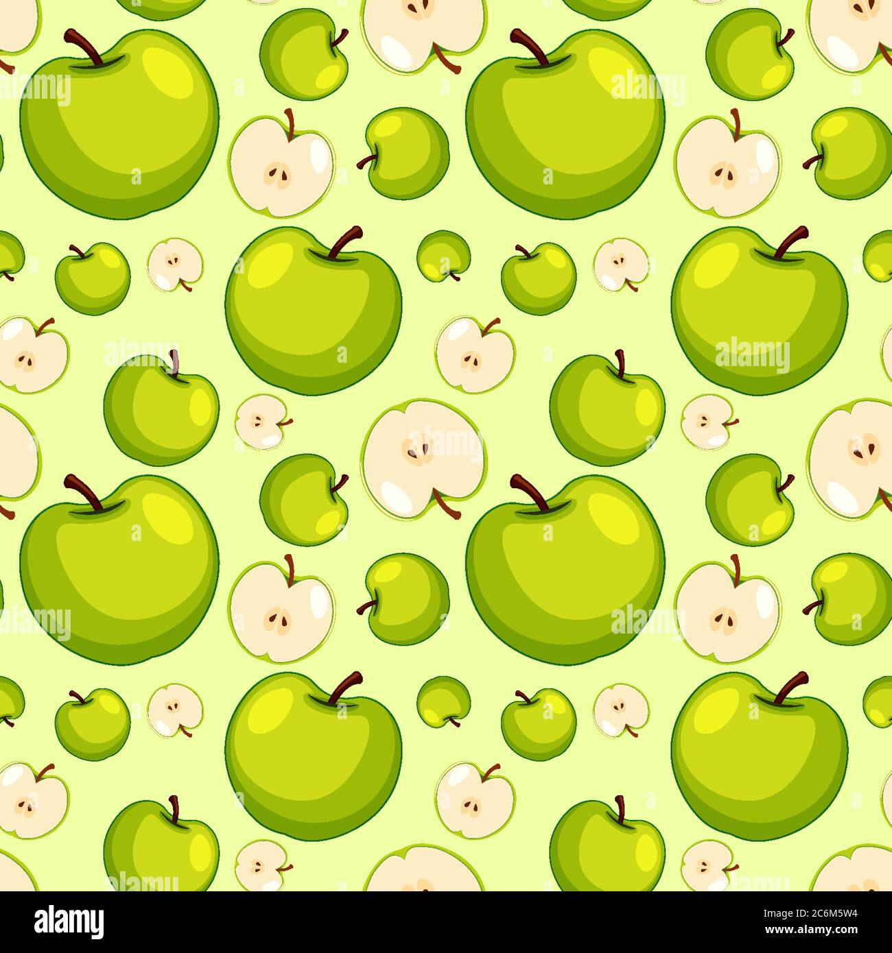 Green apple seamless pattern on green background illustration Stock ...