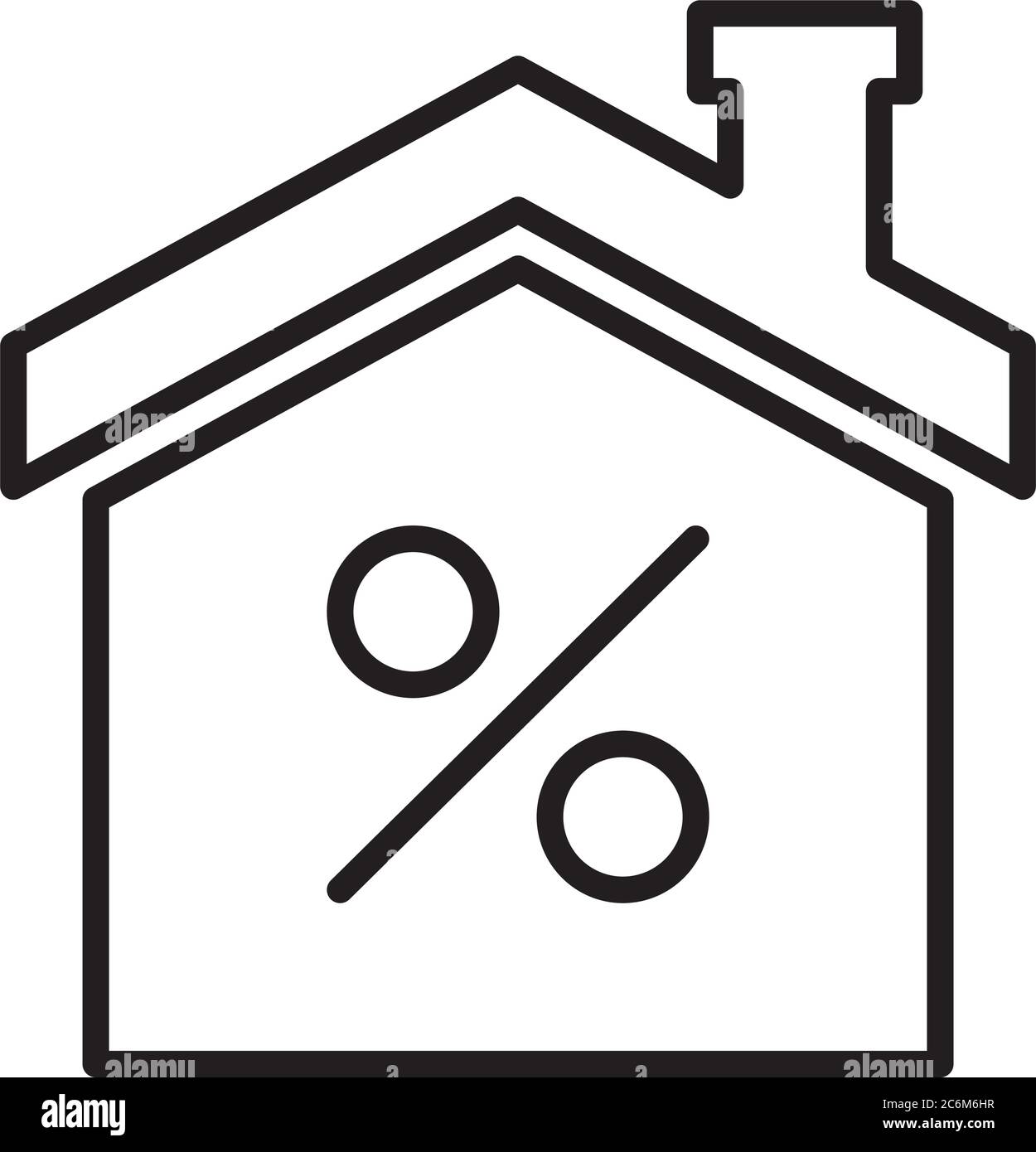 house with percentage symbol over white background, line style, vector ...