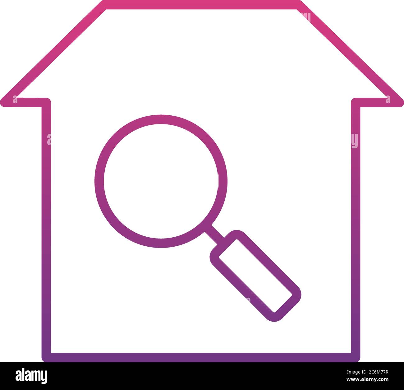 house with magnifyign glass icon over white background, gradient style ...