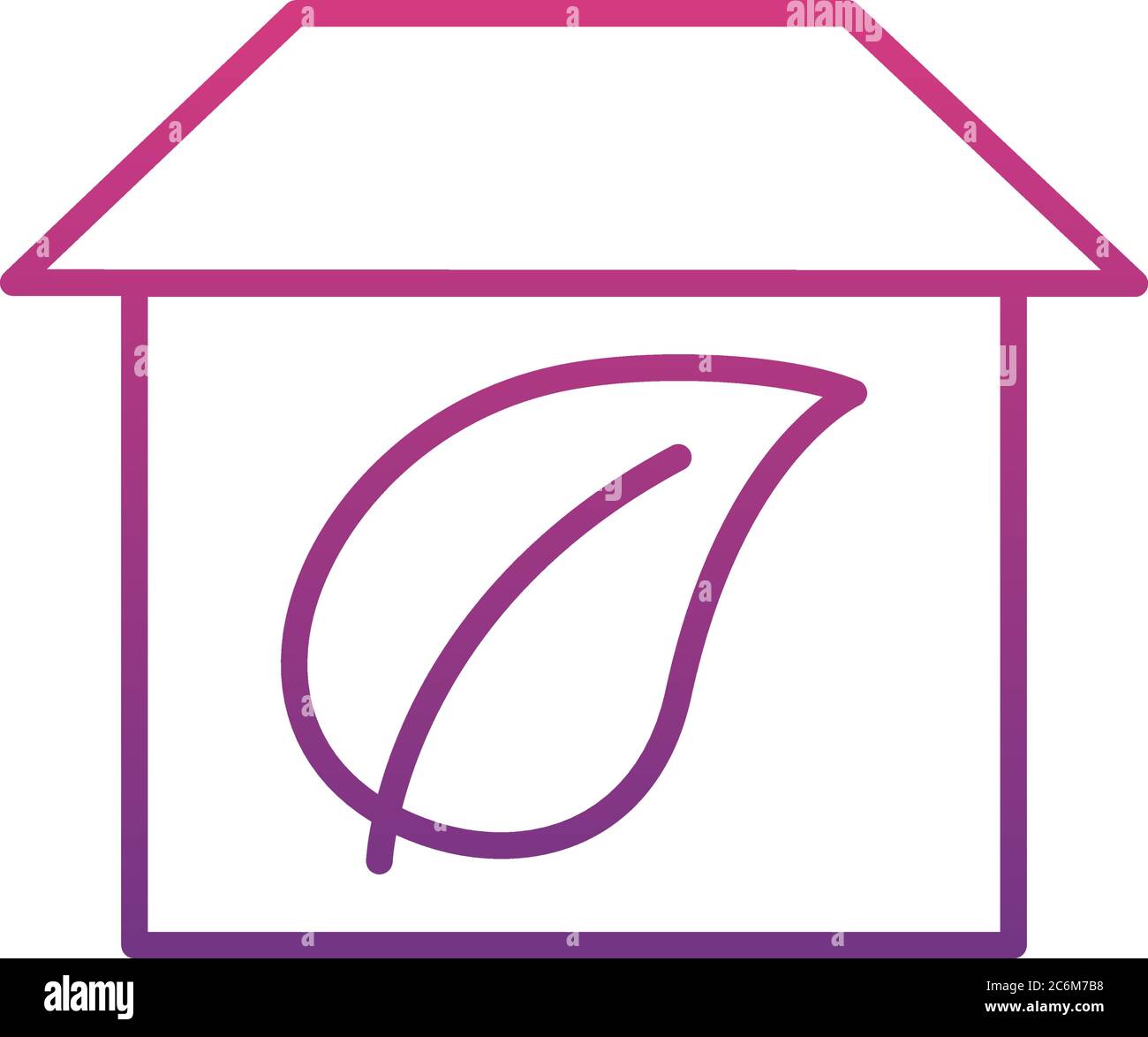 house with leaf icon over white background, gradient style, vector ...