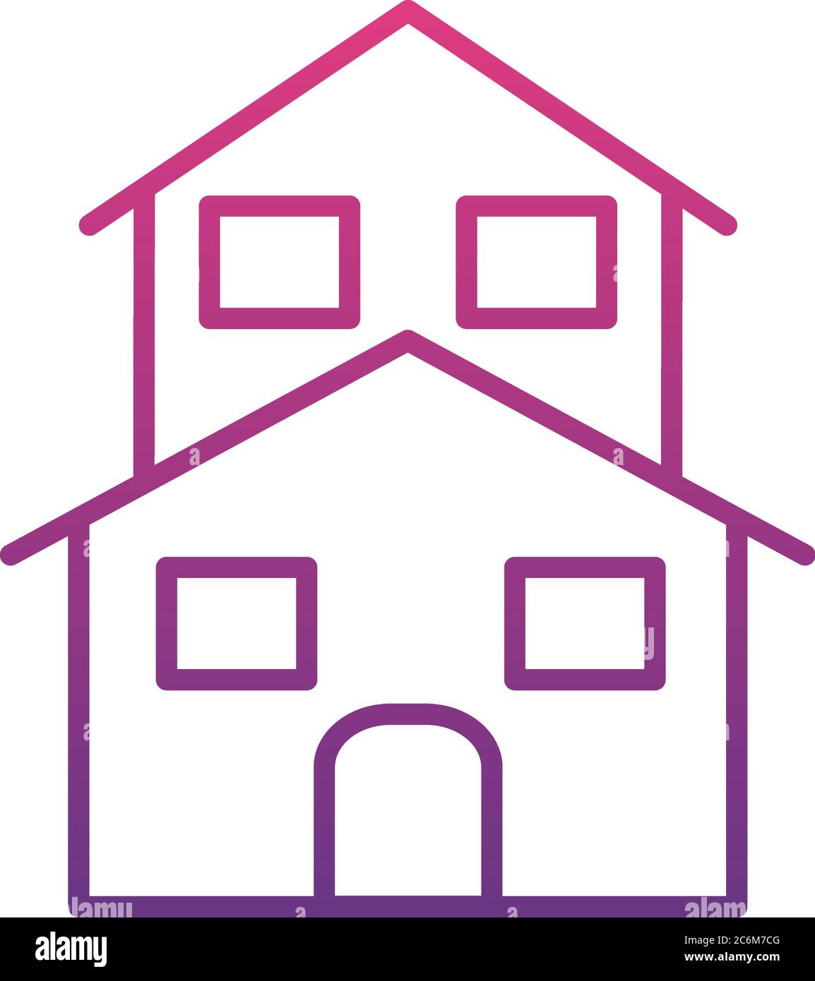 two floor house icon over white background, gradient style, vector ...