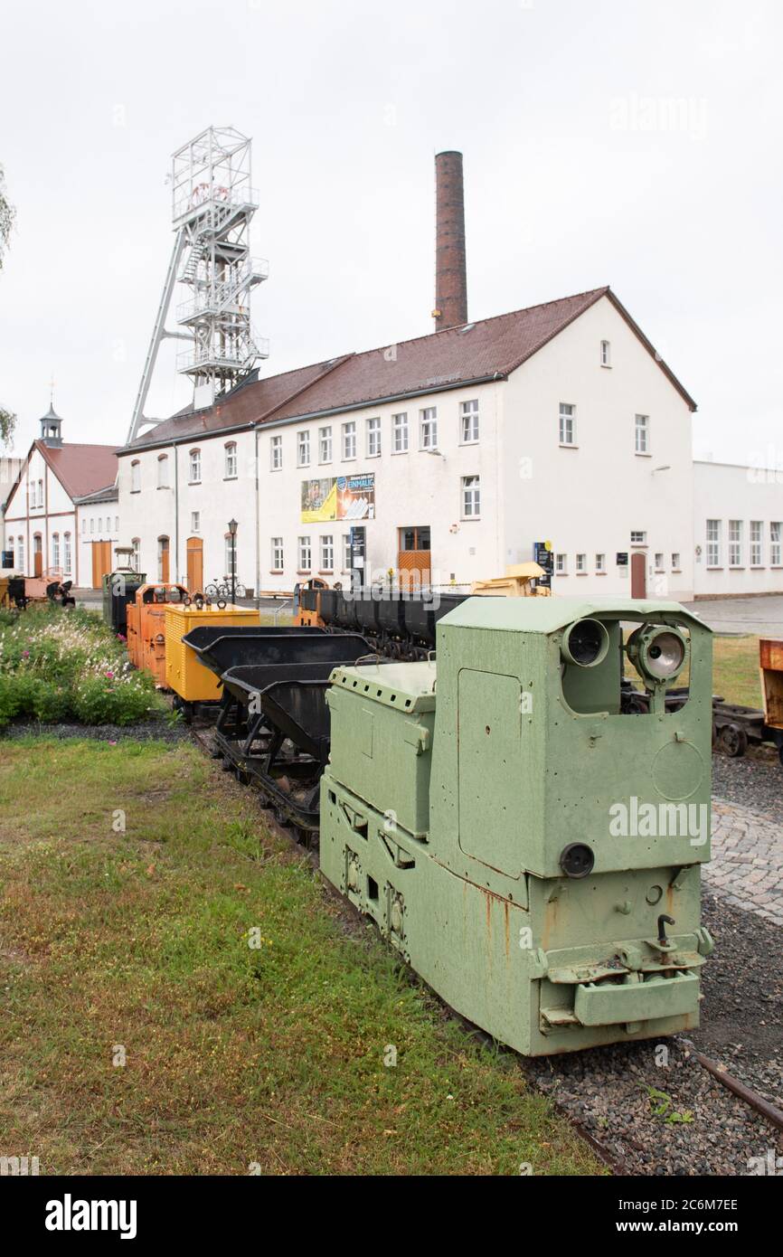 Freiberg, Germany. 08th July, 2020. A mine train stands in front of the ...