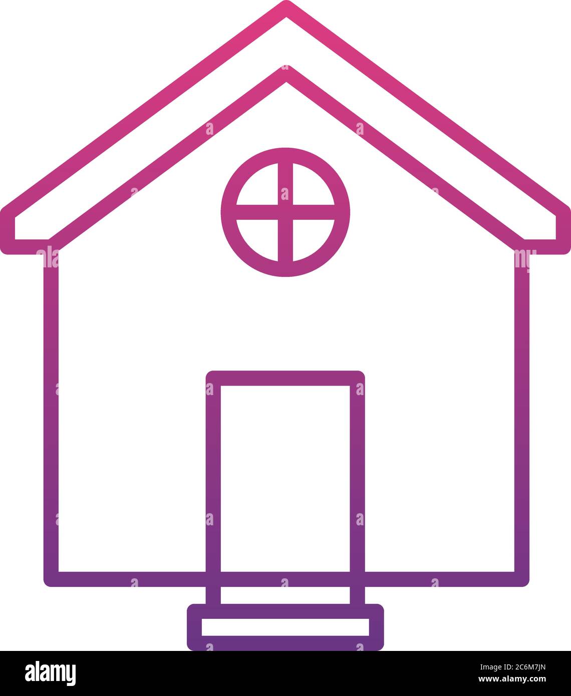 house front view icon over white background, gradient style, vector ...