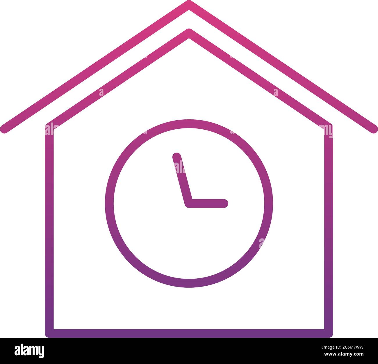 house with clock icon over white background, gradient style, vector ...