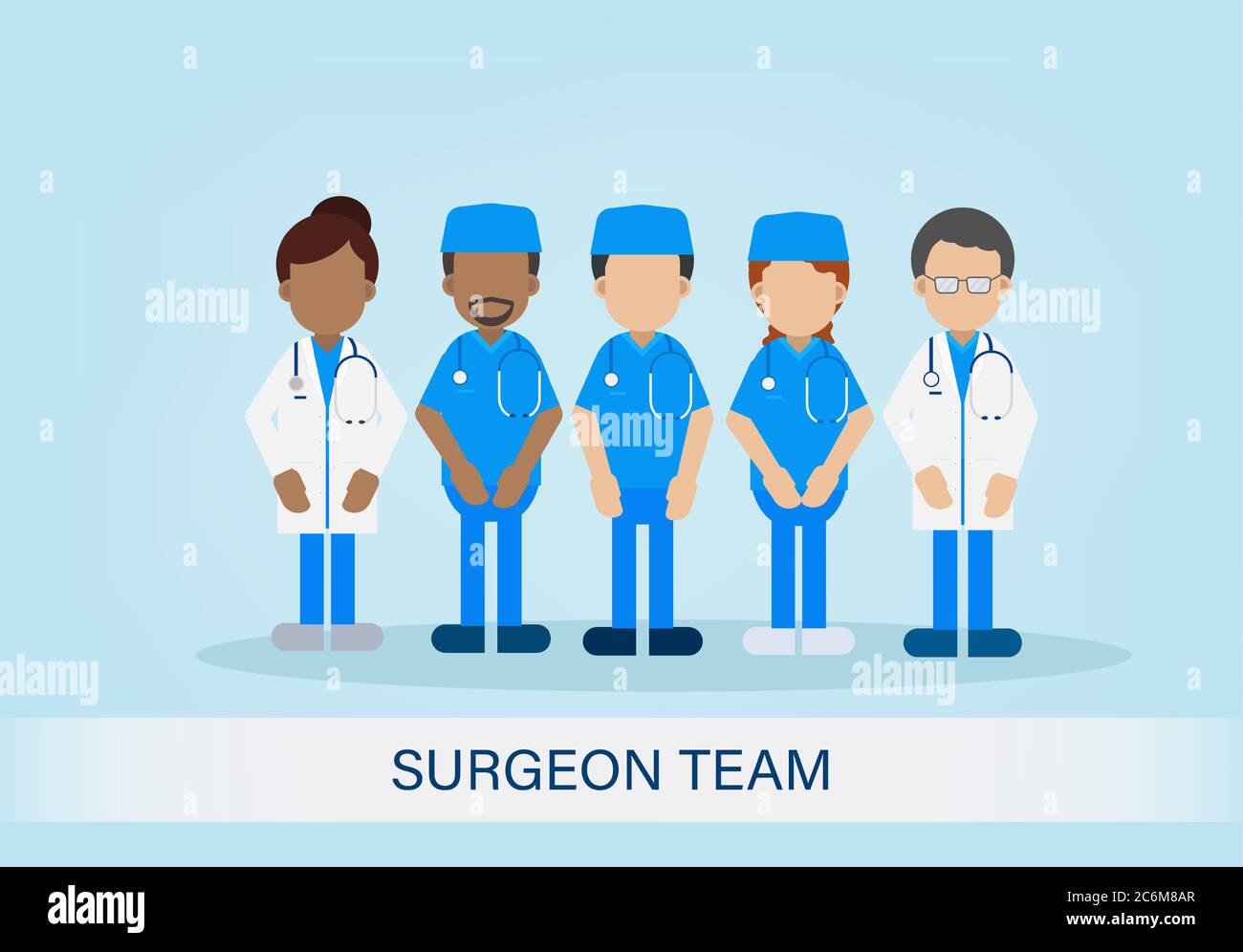 Set of doctor and surgeon characters flat design vector illustration ...