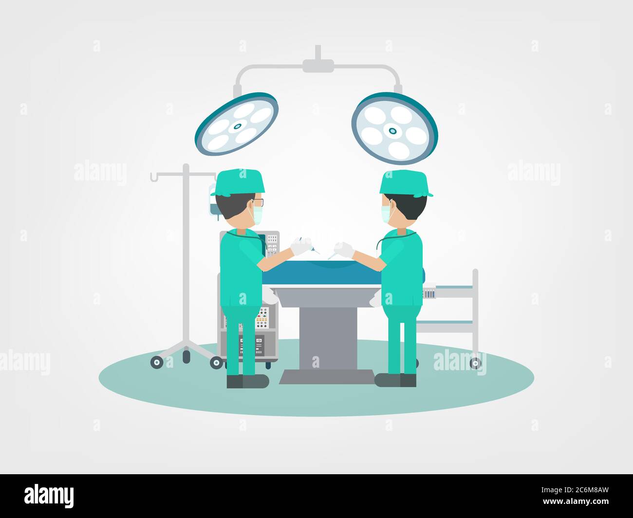 Surgeon team in surgery room flat design vector illustration Stock ...