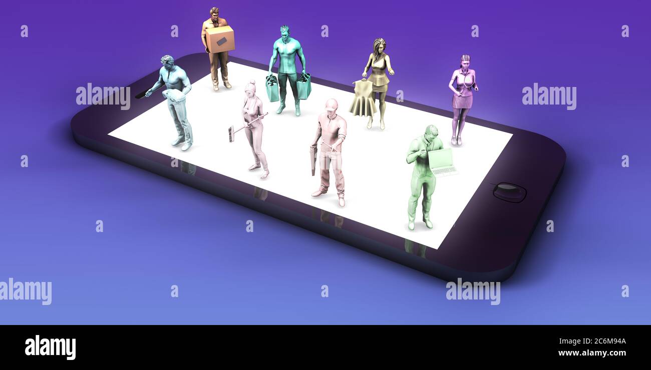 Access Economy or Gig Services By Using Smartphone Stock Photo - Alamy