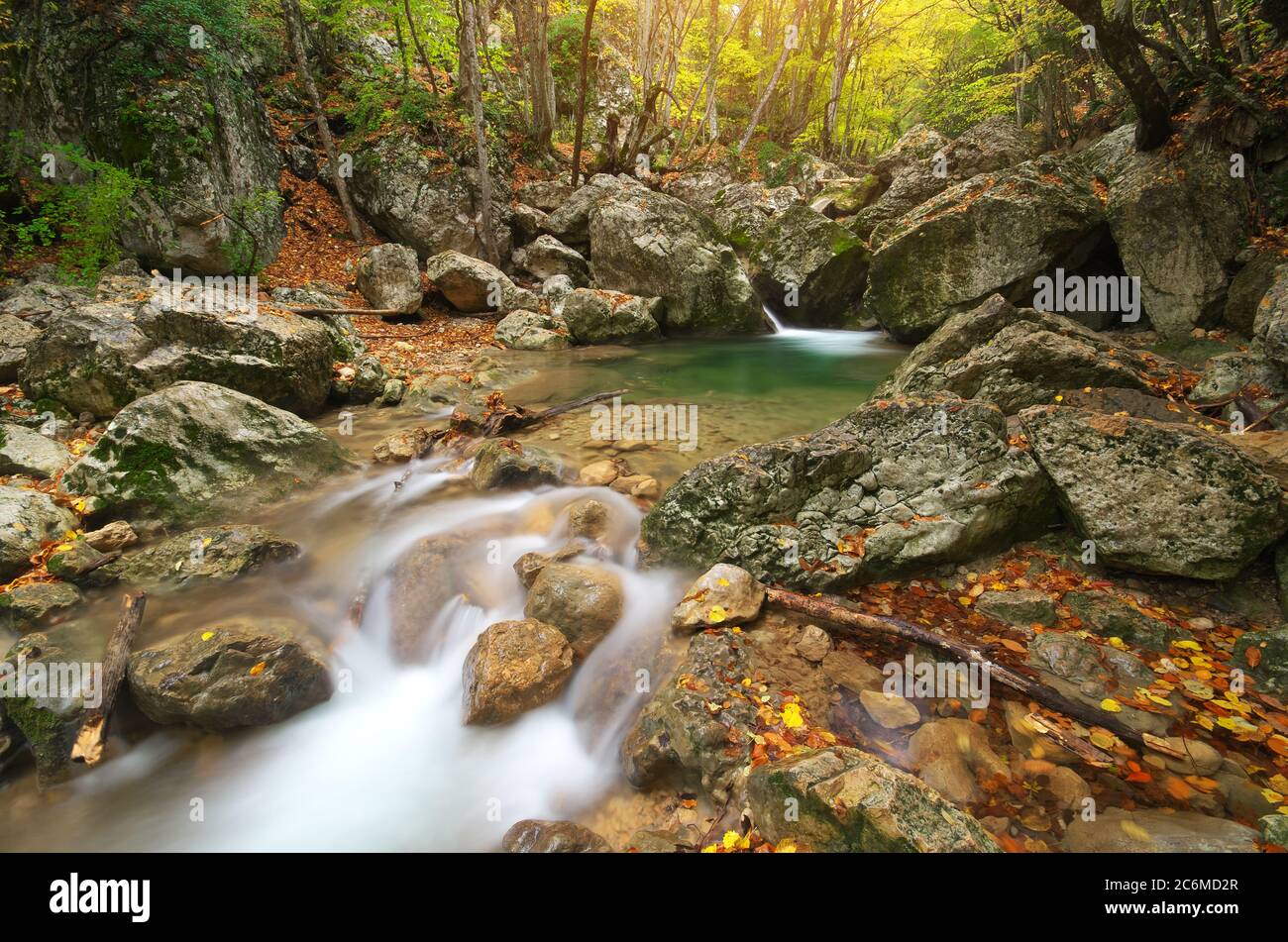 Autmn rill flow. Nature waterfall composition Stock Photo - Alamy