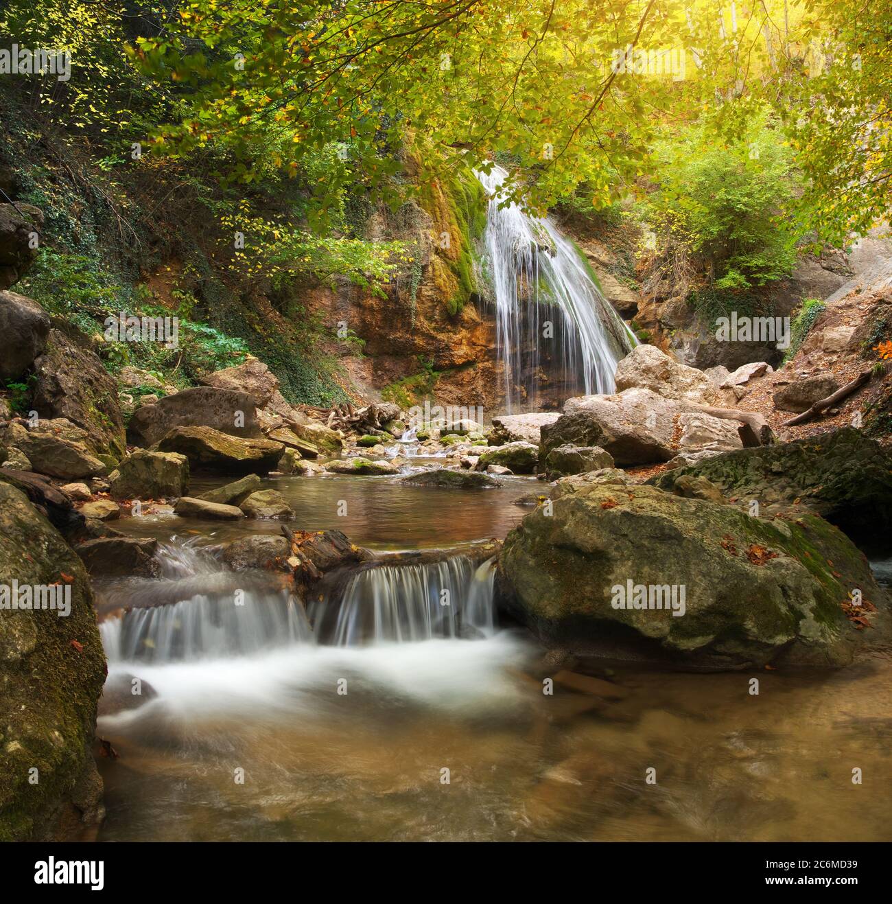 Spring rill flow. Nature waterfall composition Stock Photo - Alamy