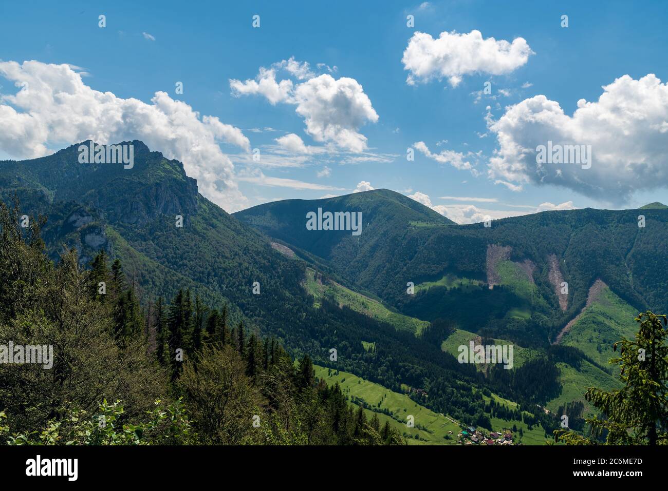 Velky Rozsutec, Stoh, Poludnovy grun hills and Stefanova village bellow ...