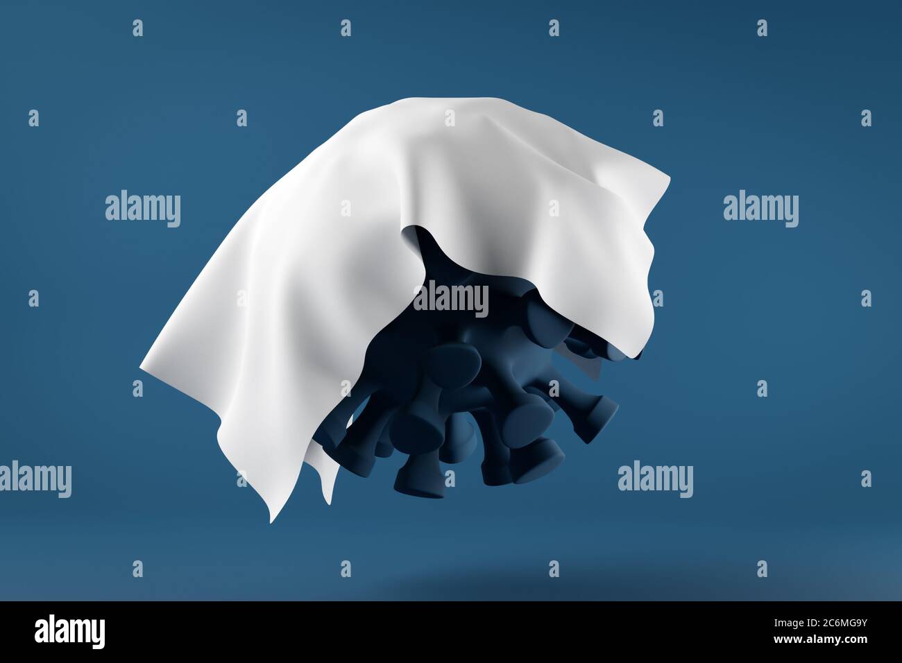 3d illustration of a close-up of Covid 2019 virus hidden under a white ...