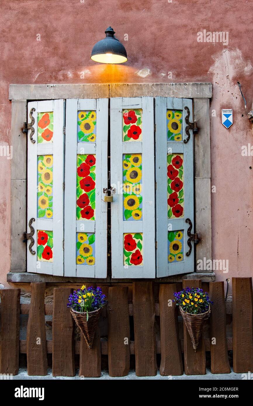 Colorful shutters on windows Stock Photo - Alamy