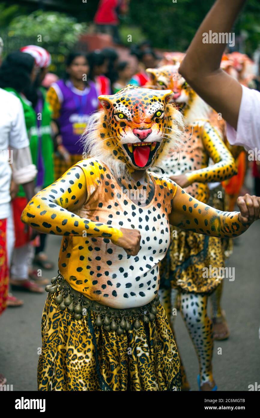 pulikkali or tiger dance performers from the streets of thrissur ...