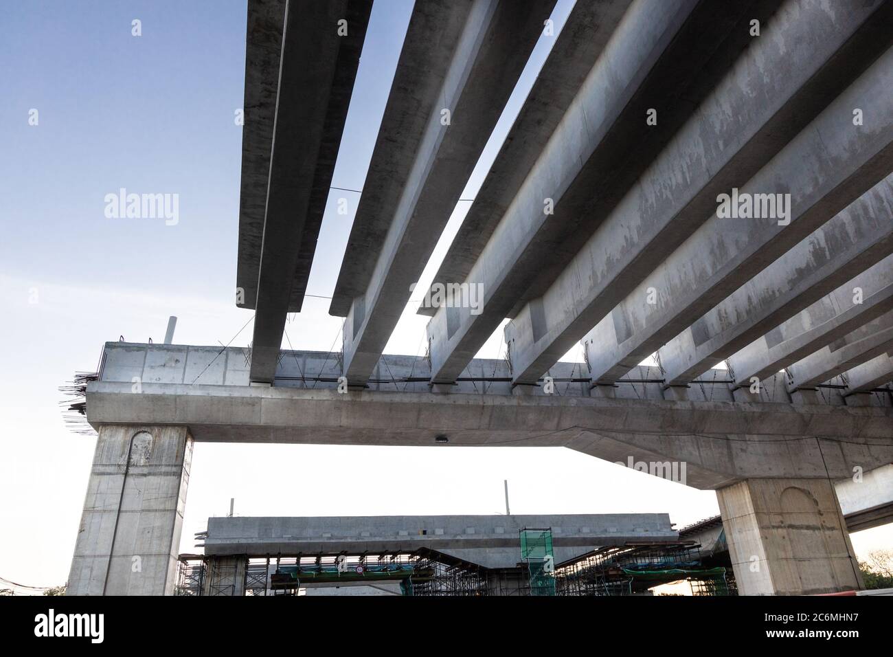 Construction of highway overpass bridge infrastructure in progress to ...