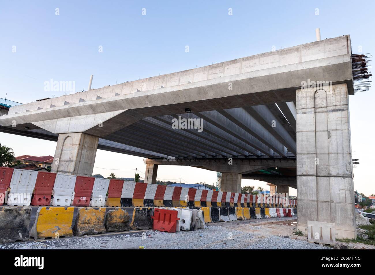 Construction of highway overpass bridge infrastructure in progress to ...