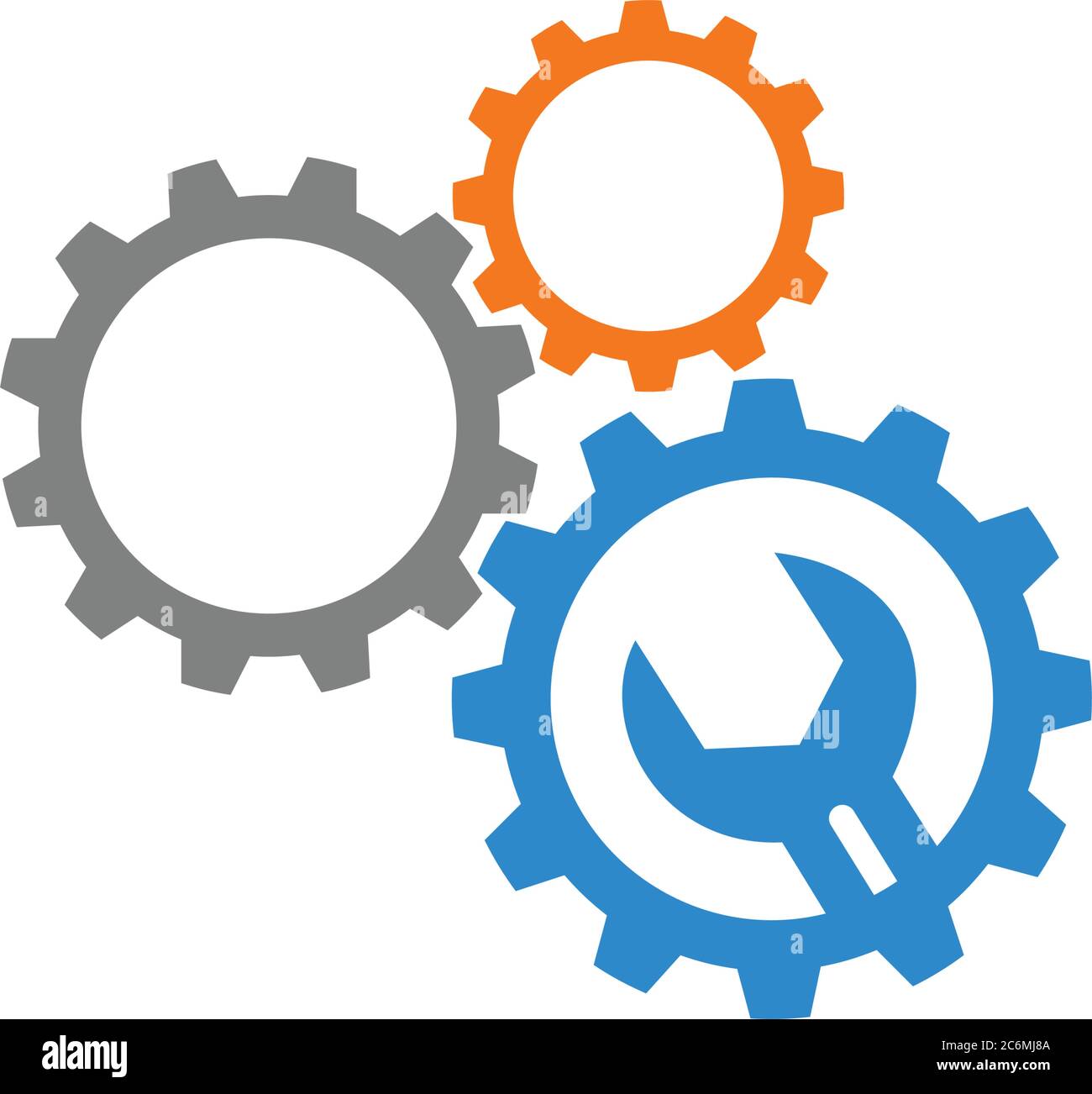 Three gear with wrench inside Stock Vector Image & Art - Alamy