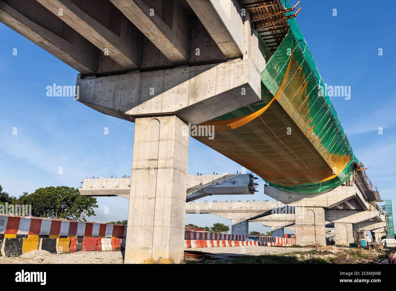 Construction of highway overpass bridge and rail transit infrastructure ...