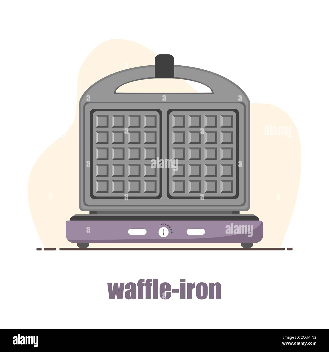 Waffle-iron. Waffle maker isolated on white. Cooking breakfast. Modern ...