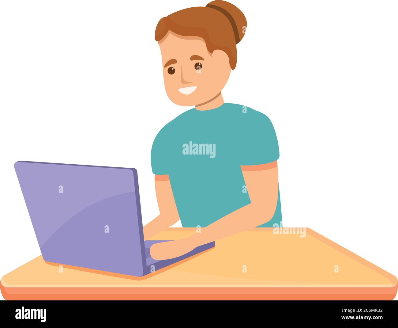 Girl programming laptop icon. Cartoon of girl programming laptop vector ...