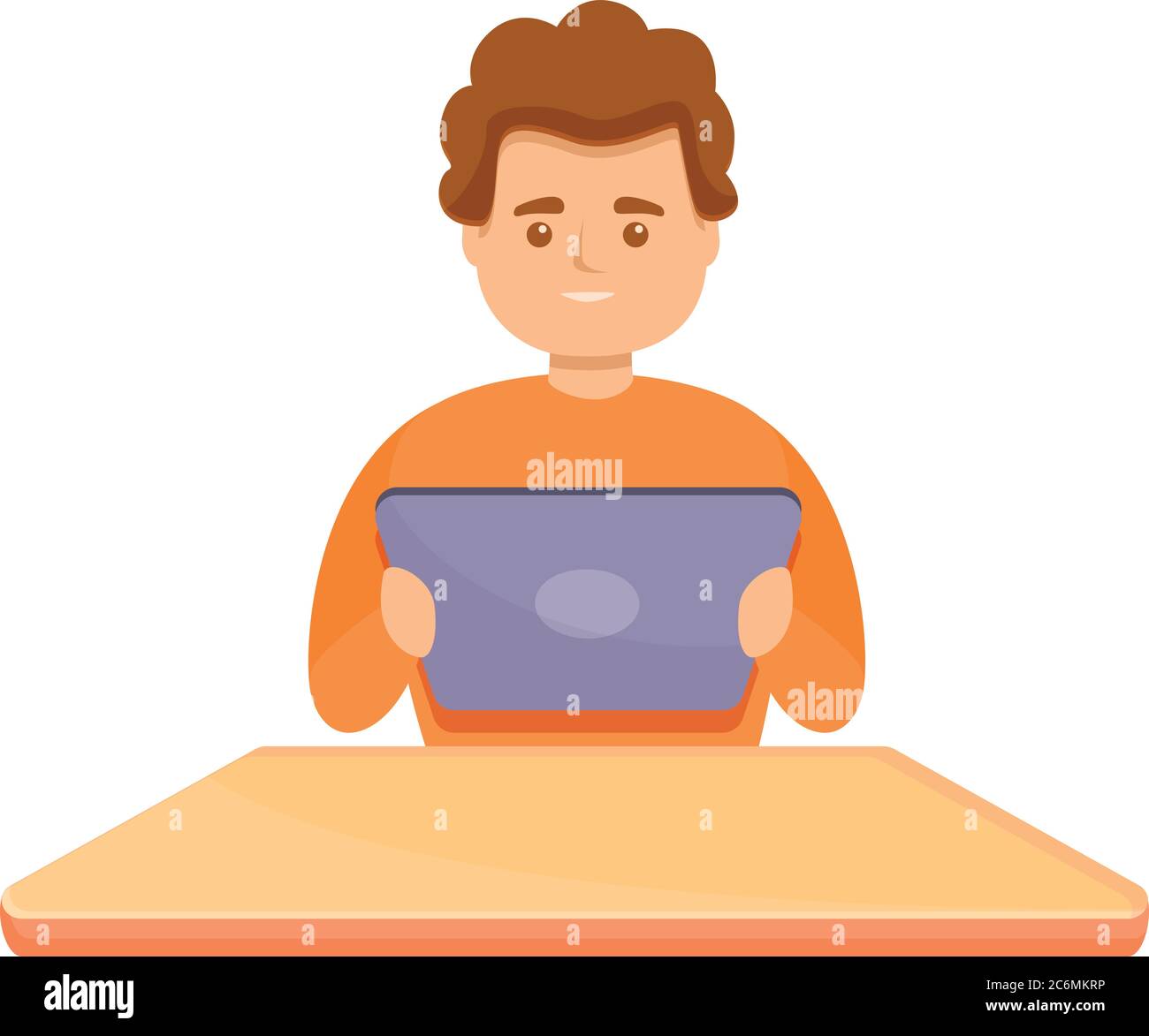 Boy take smart laptop icon. Cartoon of boy take smart laptop vector ...