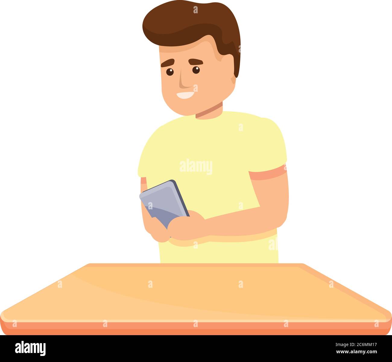 Boy programming smartphone icon. Cartoon of boy programming smartphone ...