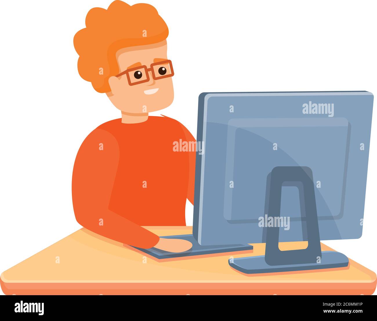 Programming kid new app icon. Cartoon of programming kid new app vector ...