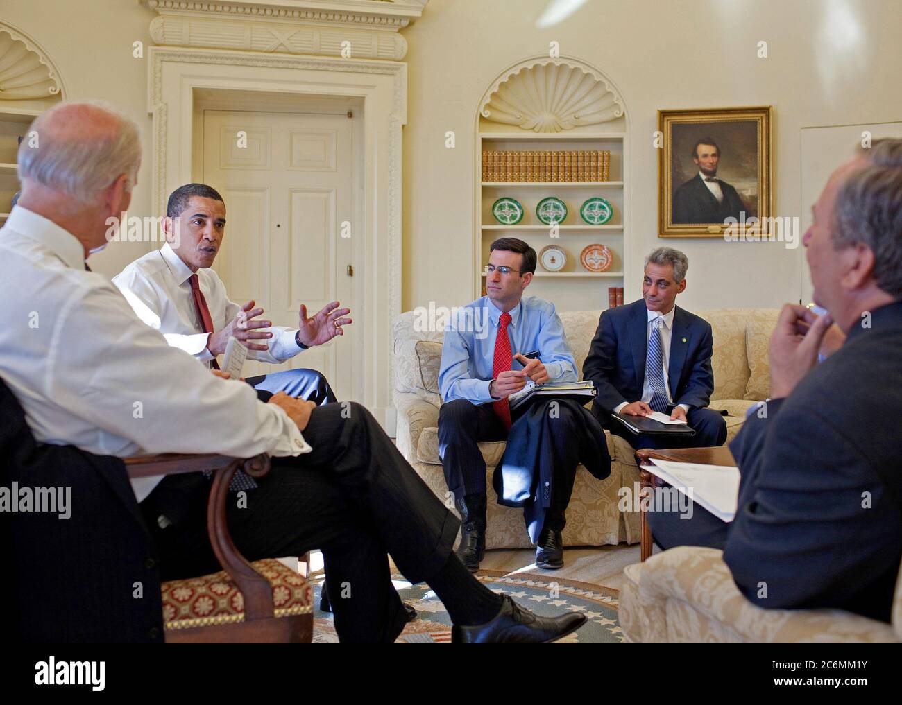 President Barack Obama at the Daily Economic Briefing in the Oval ...