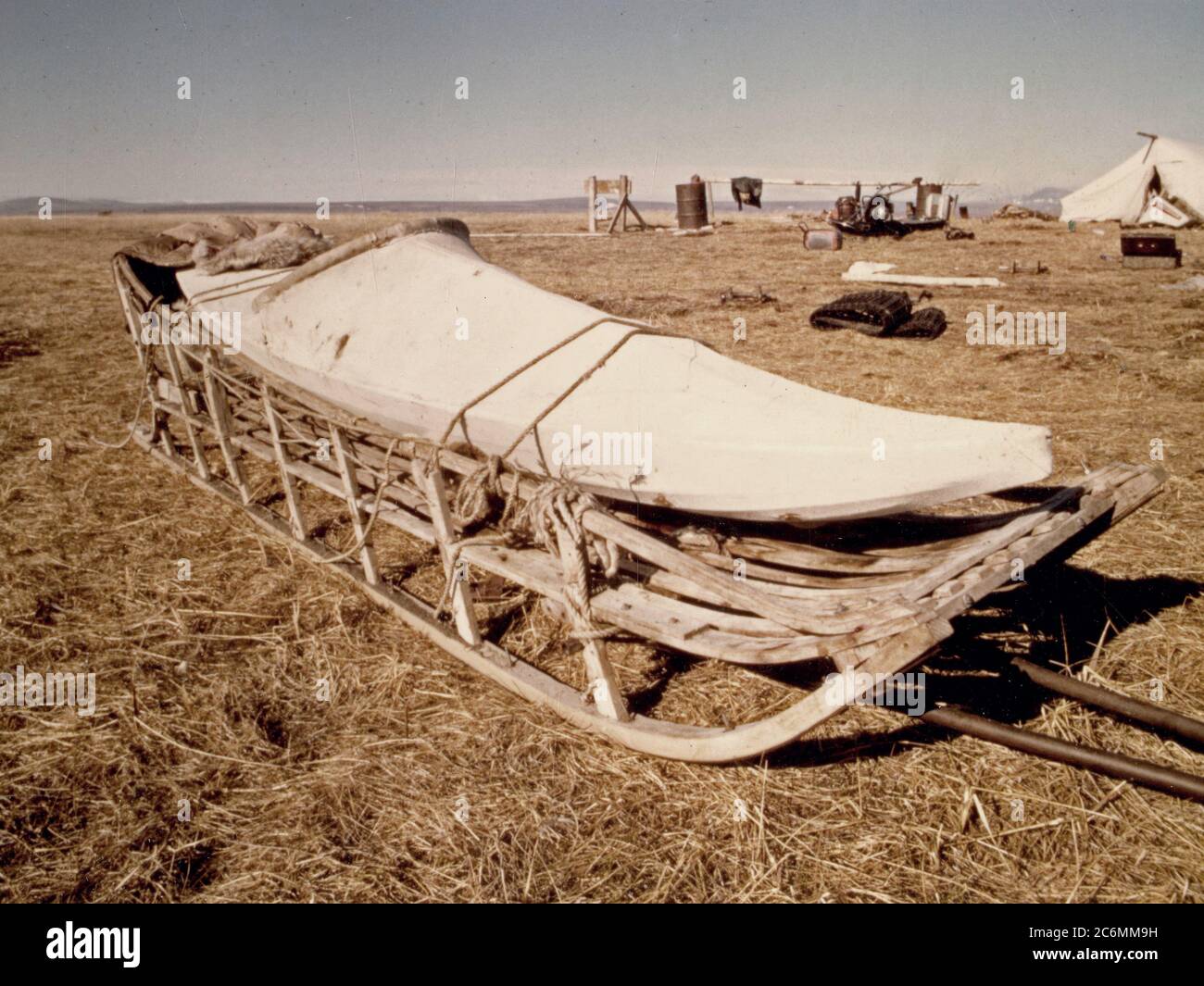 Seal hunting kayak on sled 6/18/1973 Stock Photo - Alamy