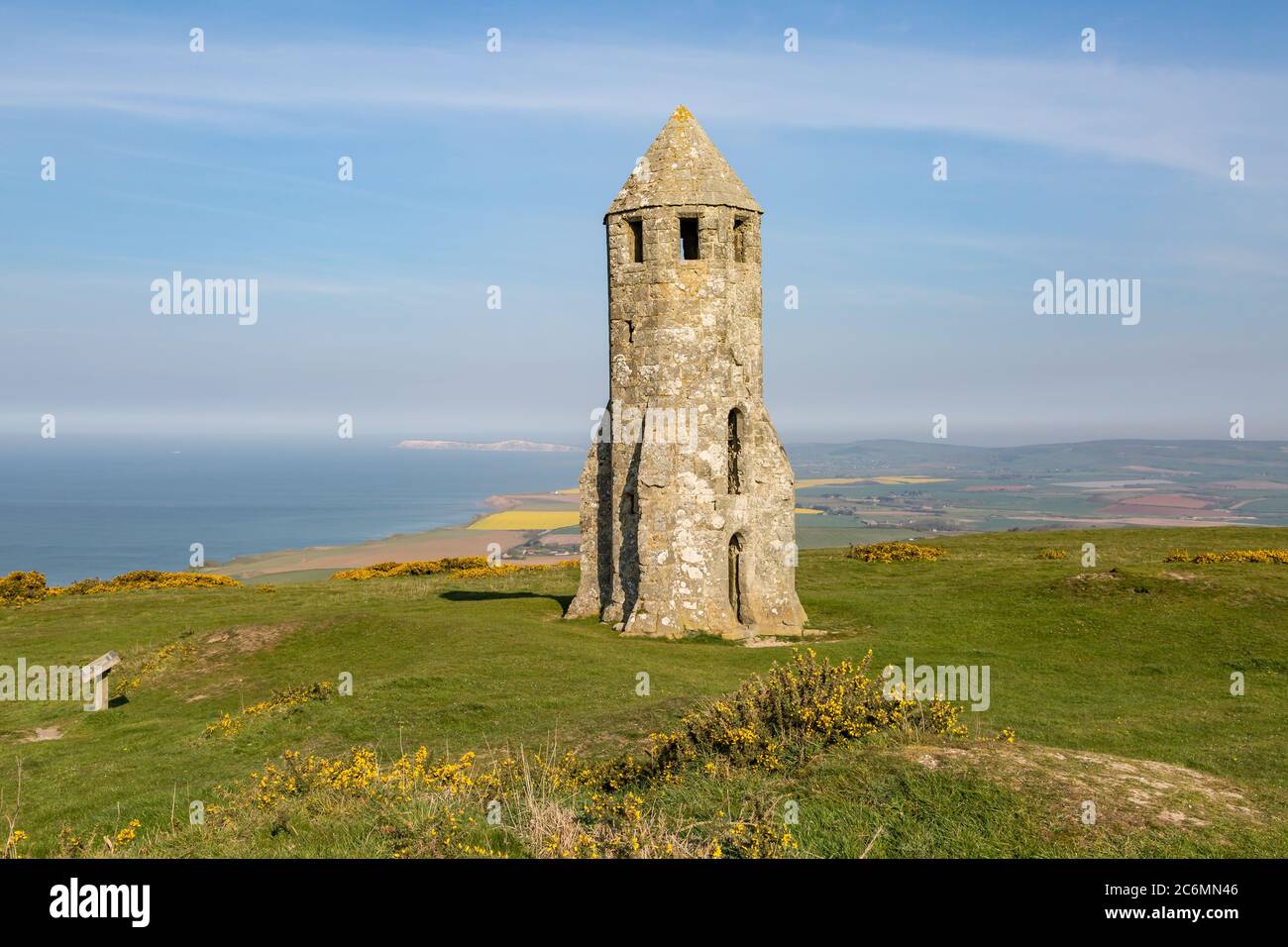 The medieval tower of St Catherine's Oratory on the Isle of Wight, on a ...