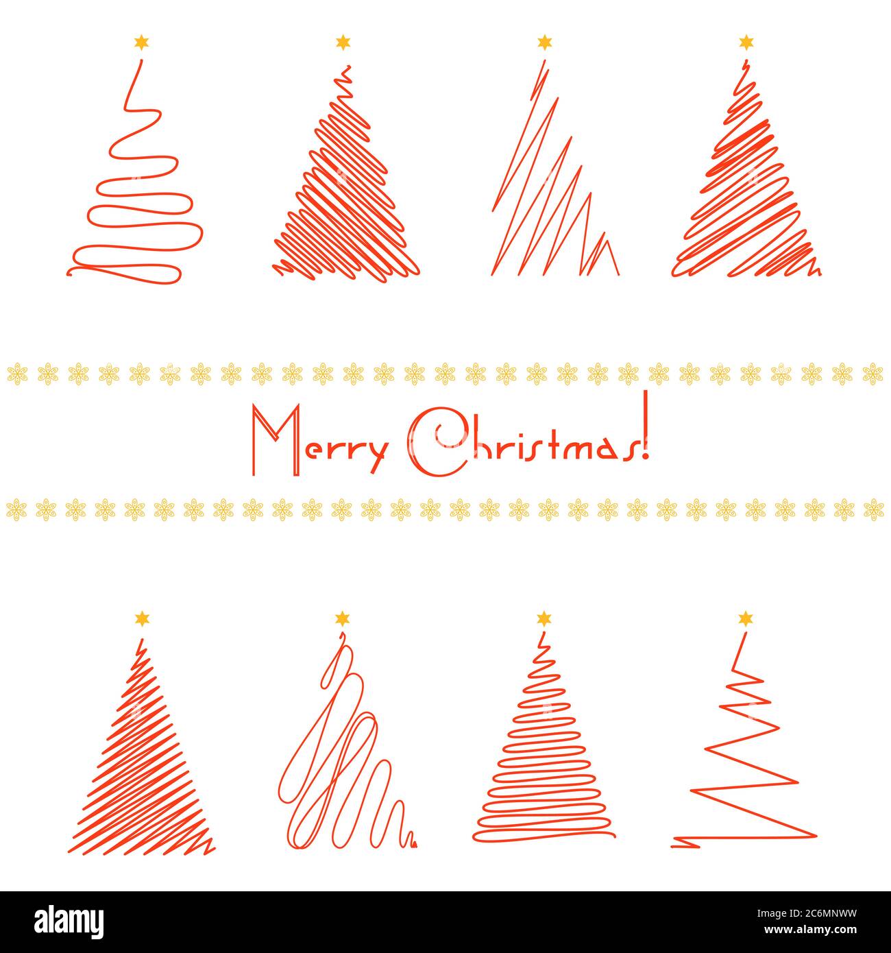 Christmas trees set. Hand drawing line graphic christmas tree on the ...