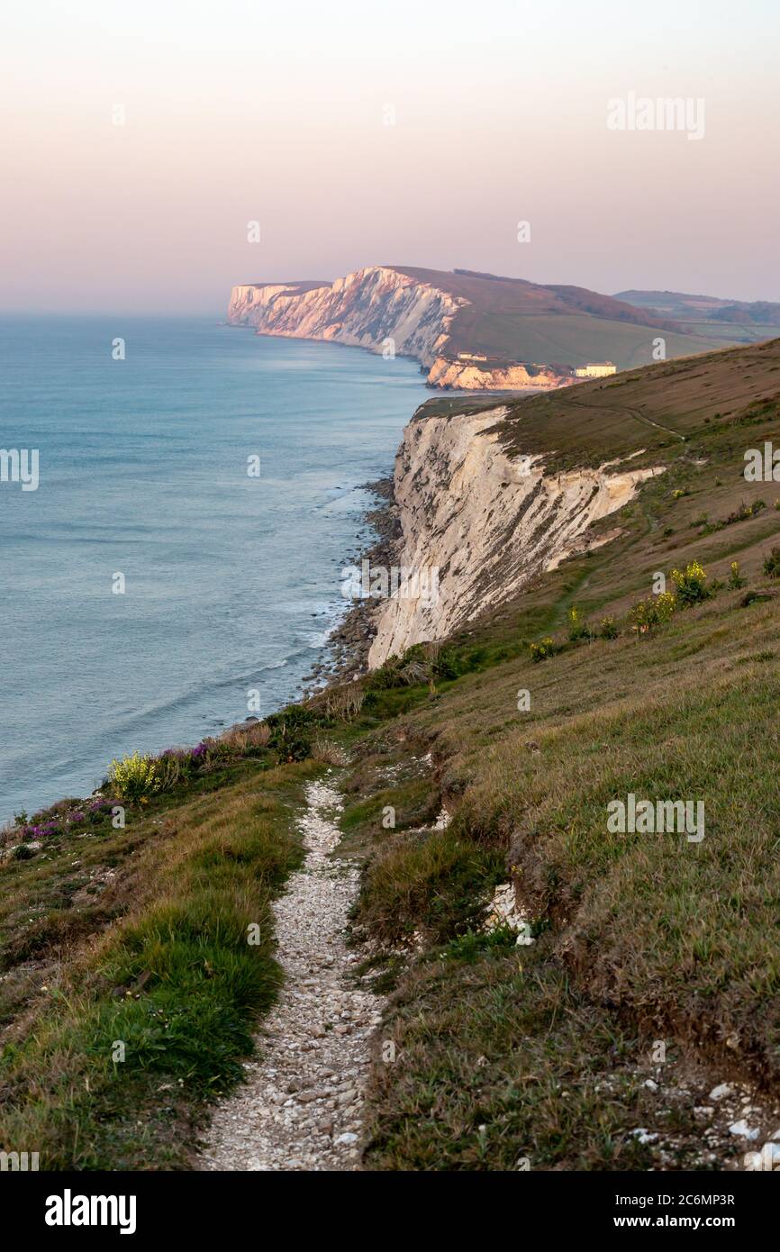 Looking along the Isle of Wight coastline towards Freshwater Bay and ...