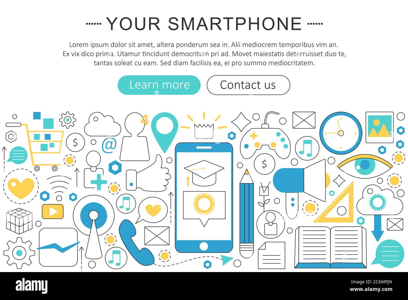 Vector elegant thin flat line Your Smartphone phone concept. Smartphone ...