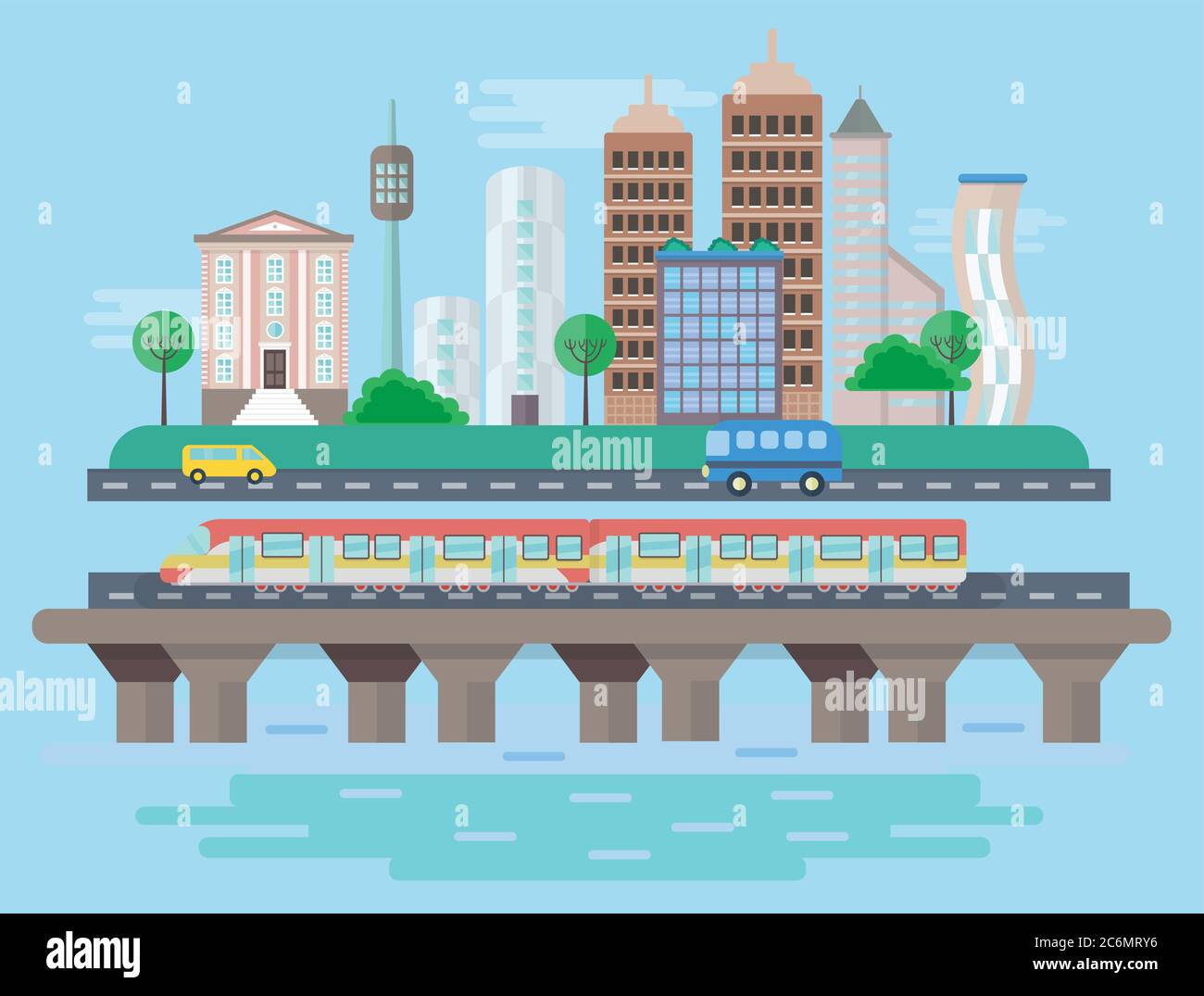 Vector Urban modern city landscape flat concept illustration. Smart ...