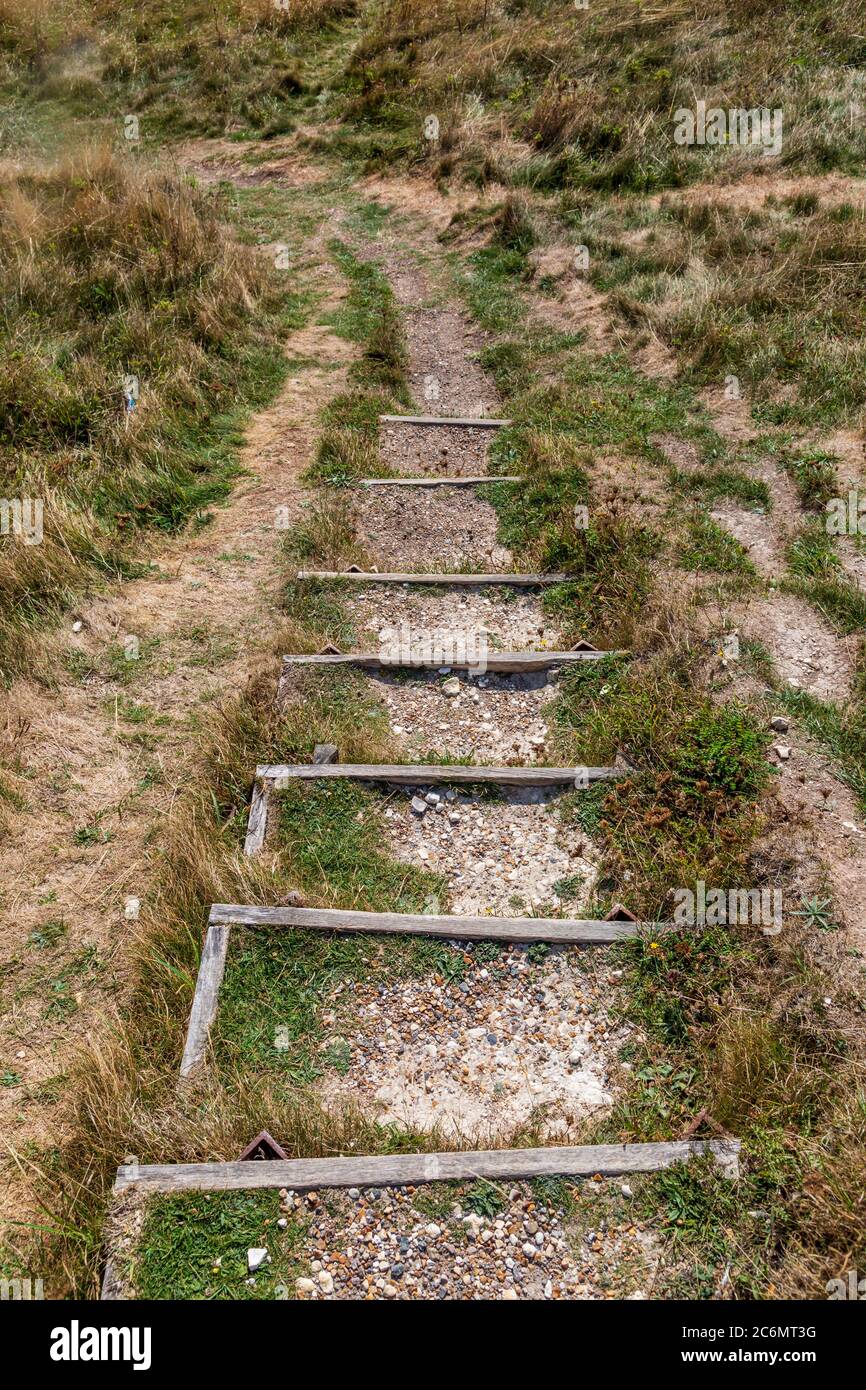 Steps leading down a hillside on the Isle of Wight Stock Photo - Alamy