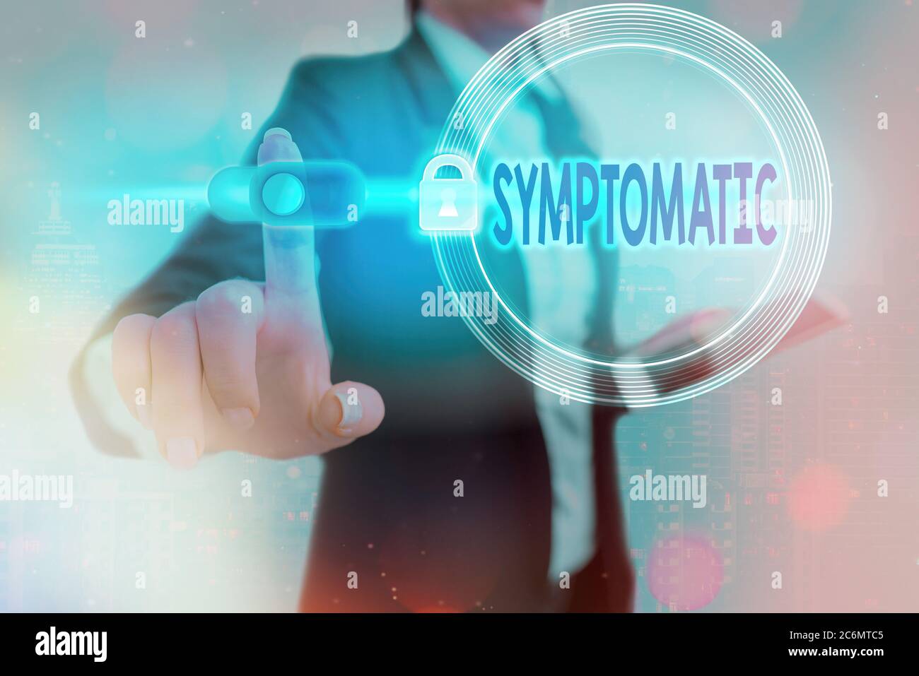 Conceptual hand writing showing Symptomatic. Concept meaning serving as ...