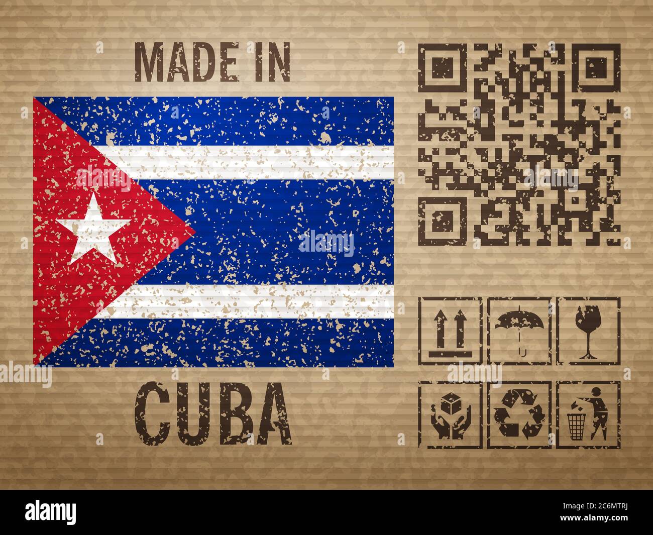 Cardboard made in Cuba, textured background. Vector illustration Stock ...