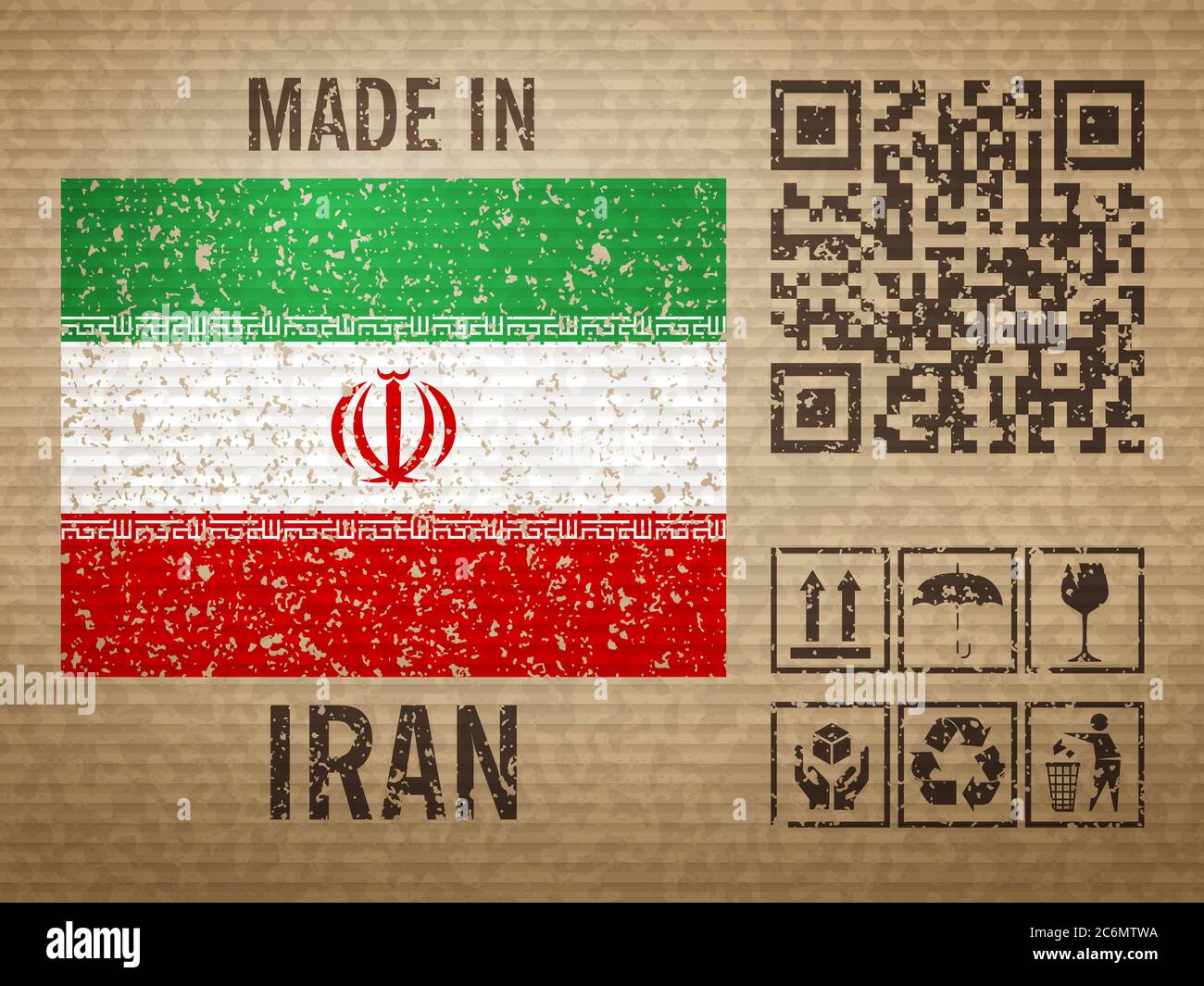 Cardboard made in Iran, textured background. Vector illustration Stock ...
