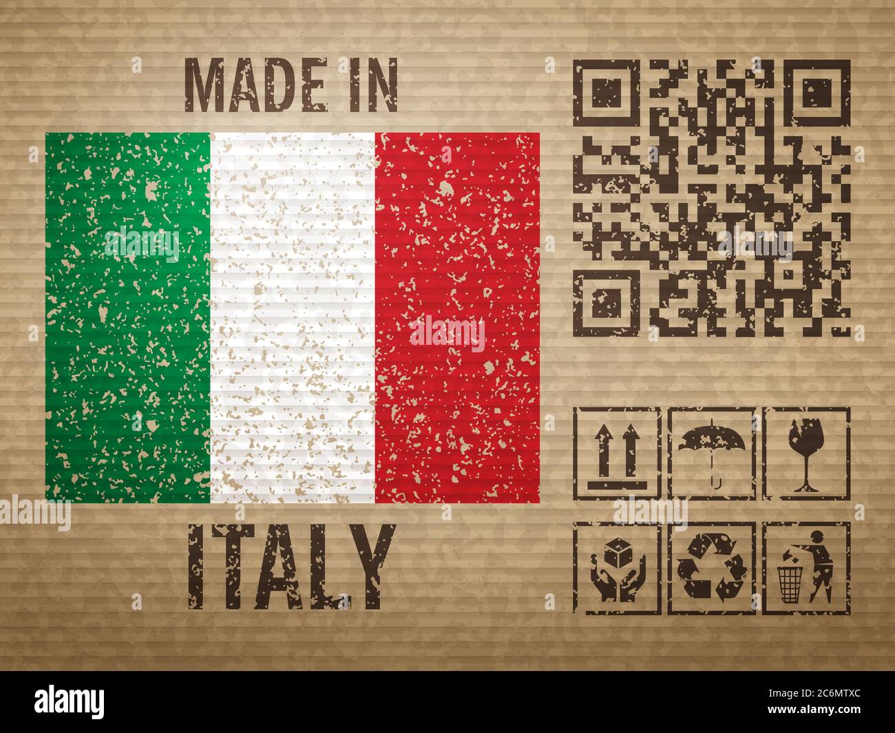 Cardboard made in Italy, textured background. Vector illustration Stock ...