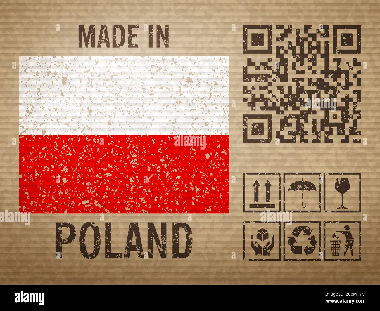 Cardboard made in Poland, textured background. Vector illustration ...